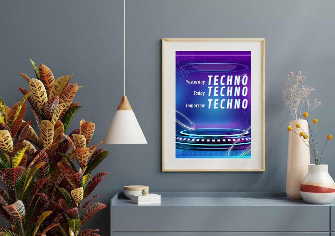 Discover the Techno Print Poster Design Techno Violet Digital Download ...