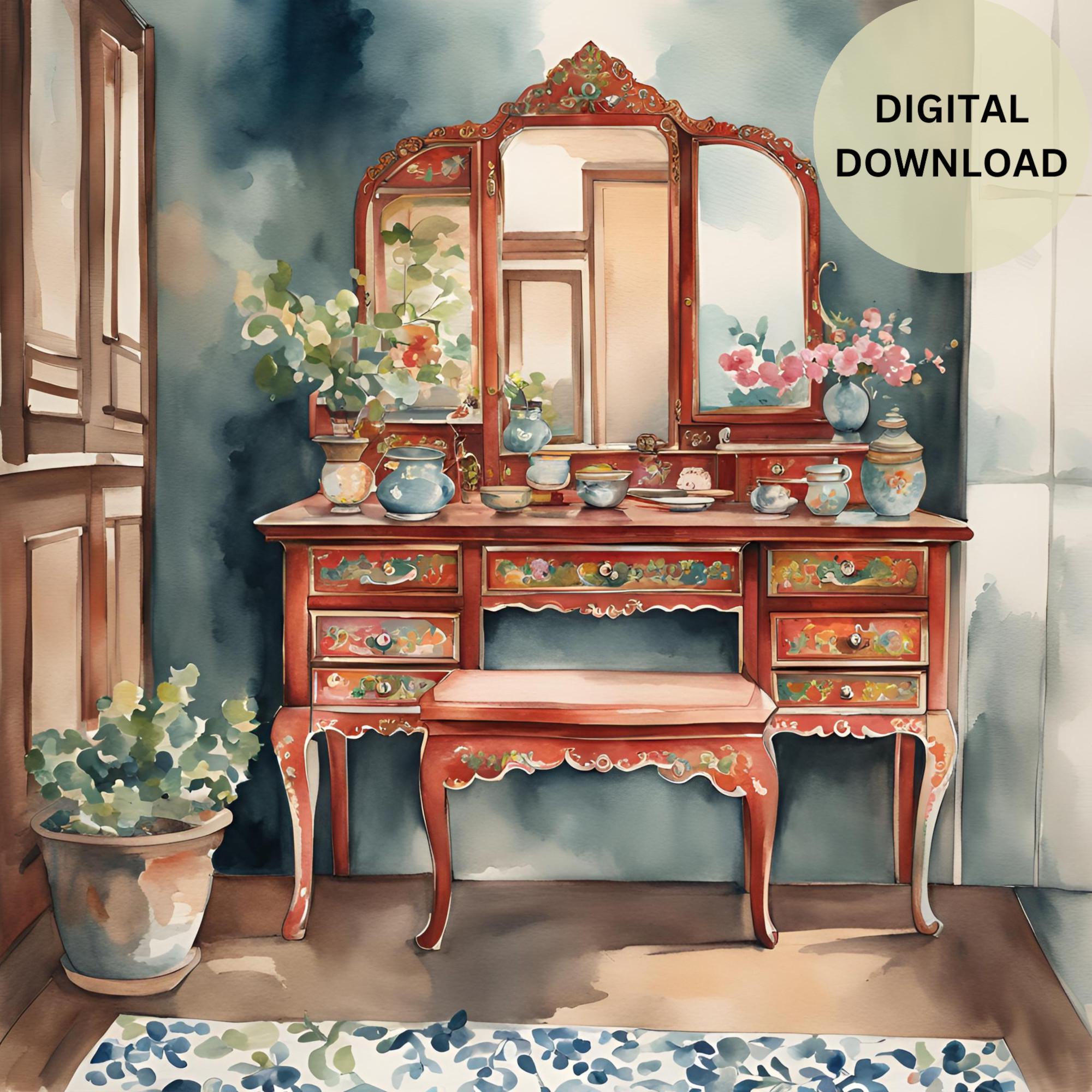 Peranakan Elegance: the Dressing Table - 4 Printable Wall Art - Etsy