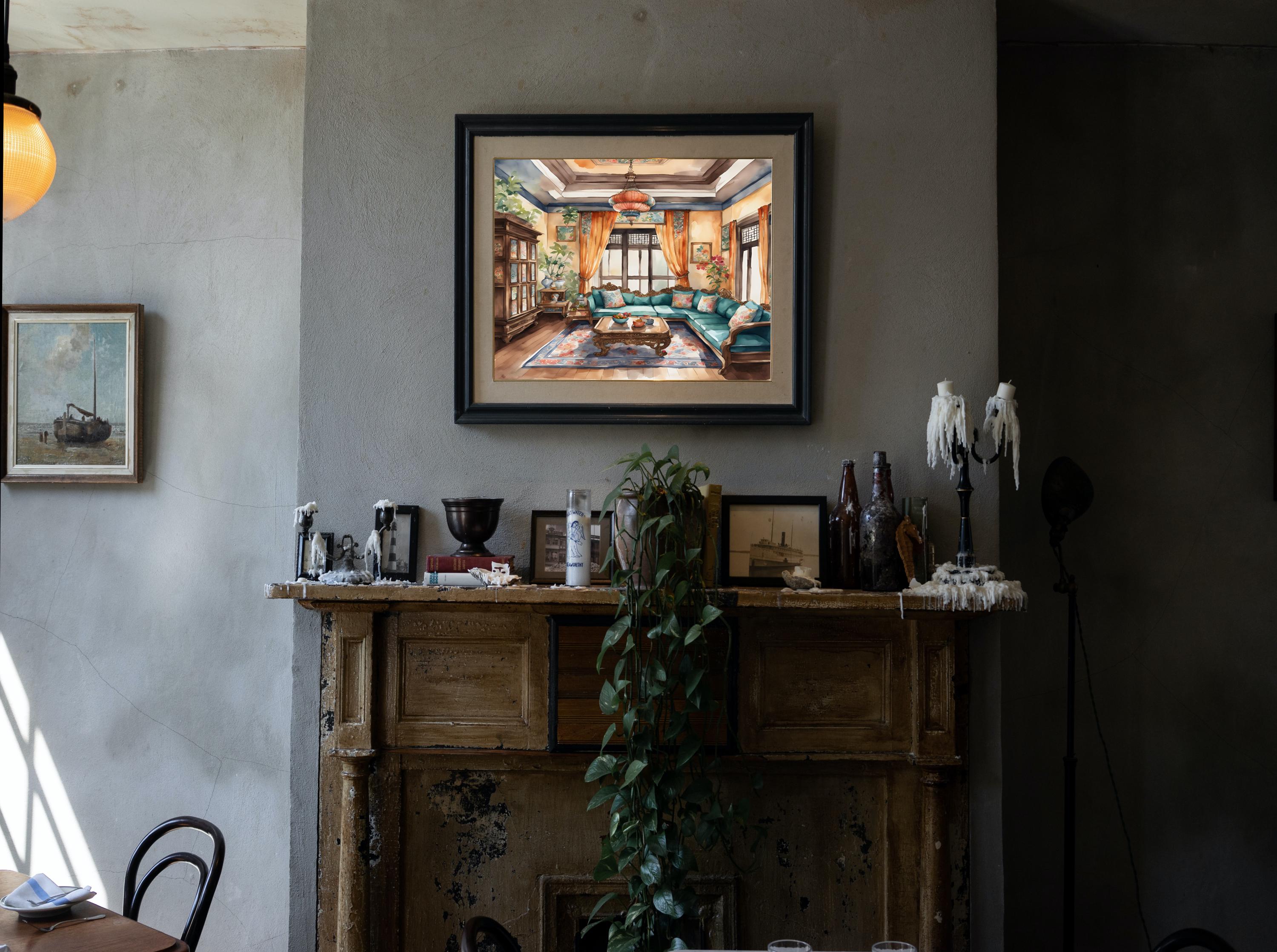The Grand Peranakan Salon Art in Watercolor - 4 Printable Wall Art - Etsy