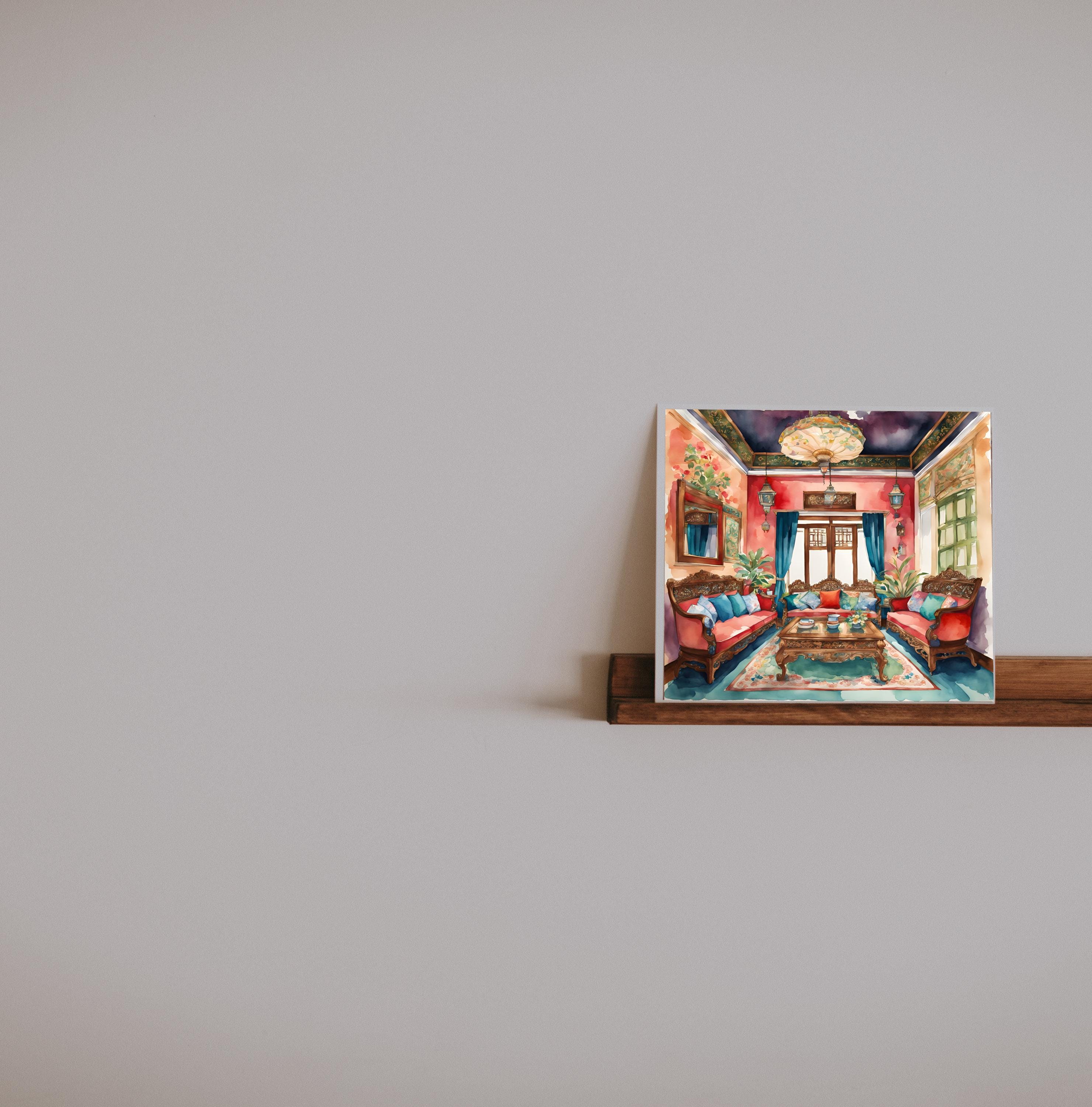 The Grand Peranakan Salon Art in Watercolor - 4 Printable Wall Art - Etsy