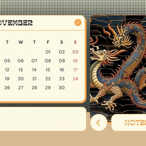 2024 Calendar Roar Dragon on Tiles Printable ISO A3A4A5 - Etsy