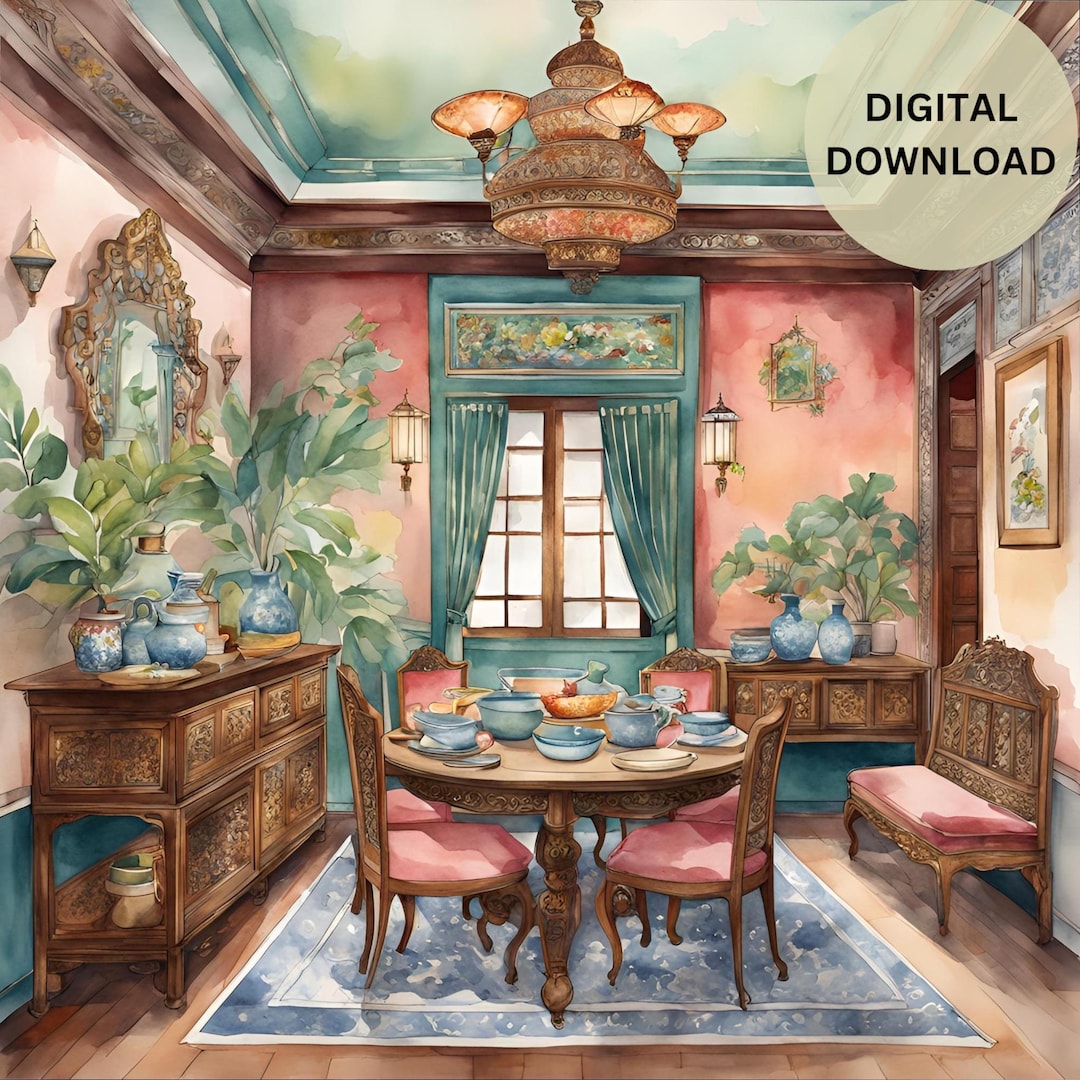 Peranakan Dining Room Print – Traditional Asian Home Decor (digital ...