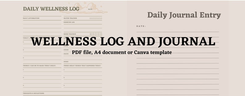 Wellness Log and Daily Journal Template - Etsy