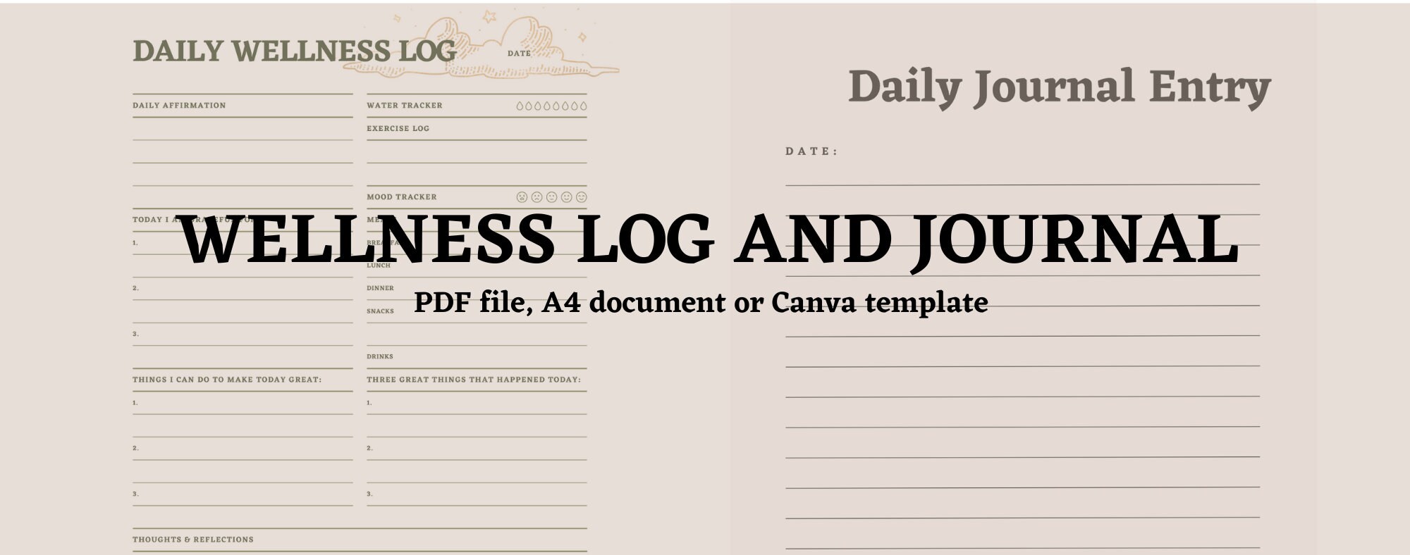 Wellness Log and Daily Journal Template - Etsy