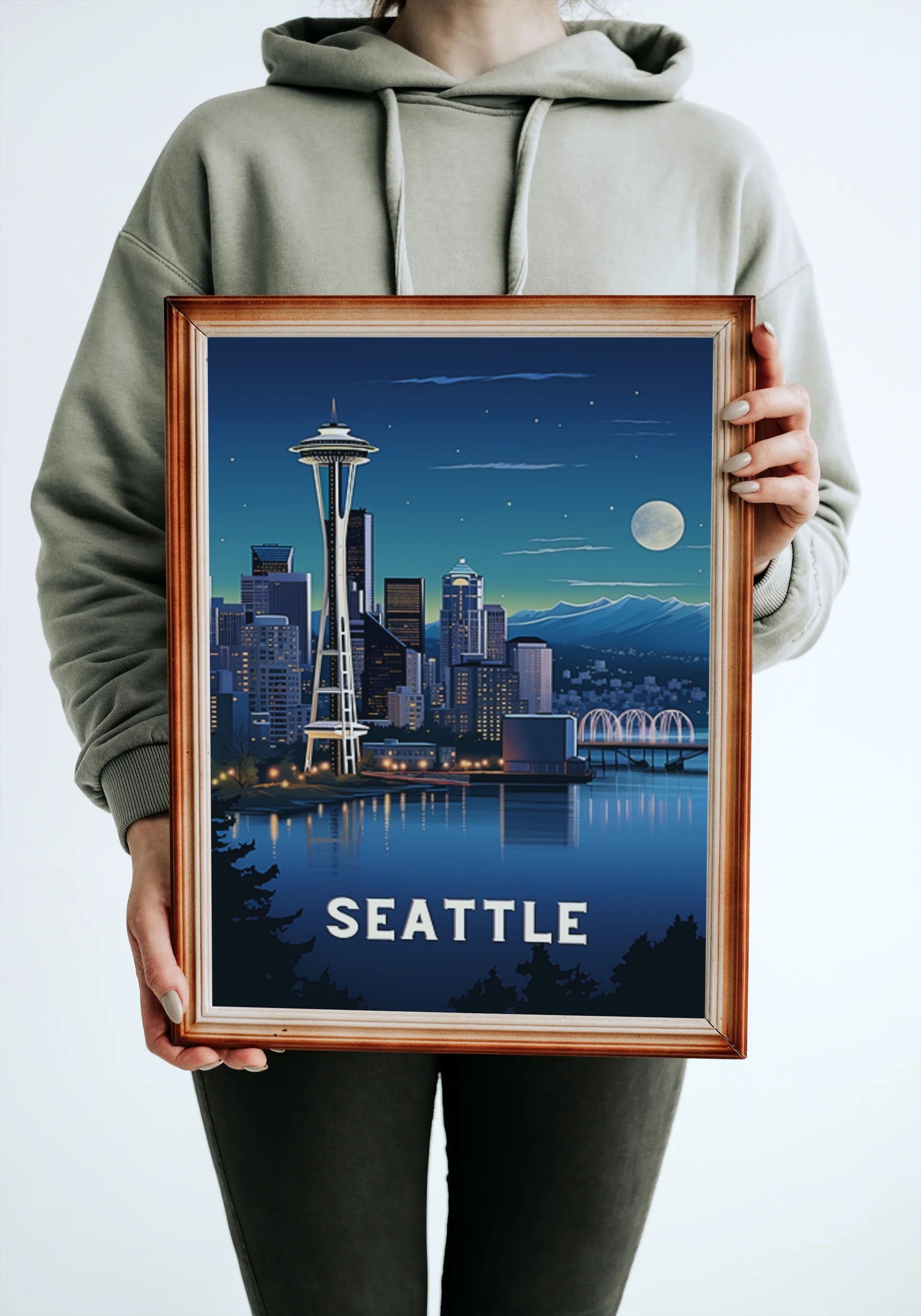 PRINTABLE Seattle Washington Wall Art, Pike Place, Travel Poster ...