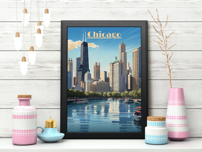 PRINTABLE Chicago Wall Art, Windy City, Travel Poster, DIGITAL DOWNLOAD ...