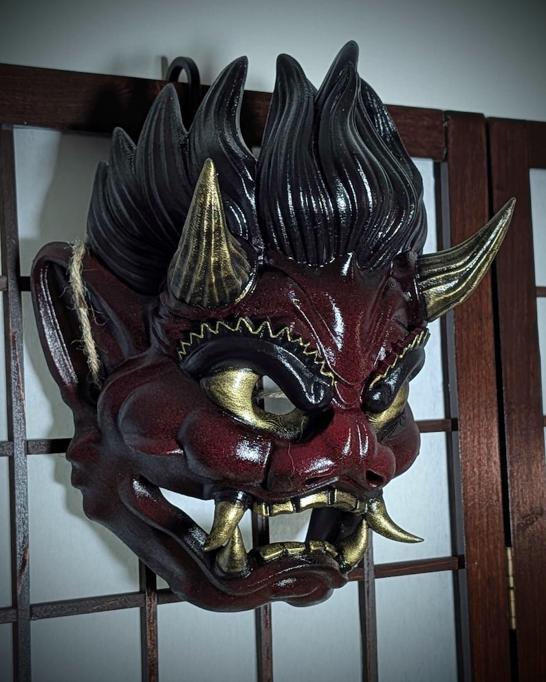 Raijin Mask "thunder Wrath" | Japanese God of Thunder Wall Decor | Red ...