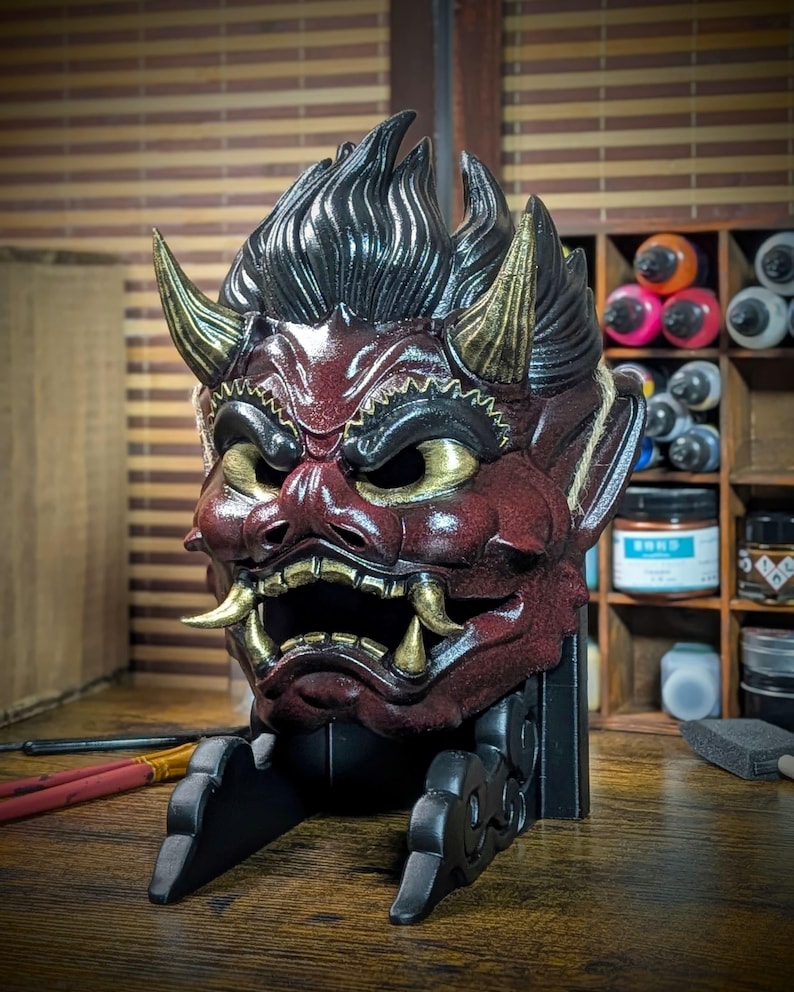 Raijin Mask "thunder Wrath" | Japanese God of Thunder Wall Decor | Red ...