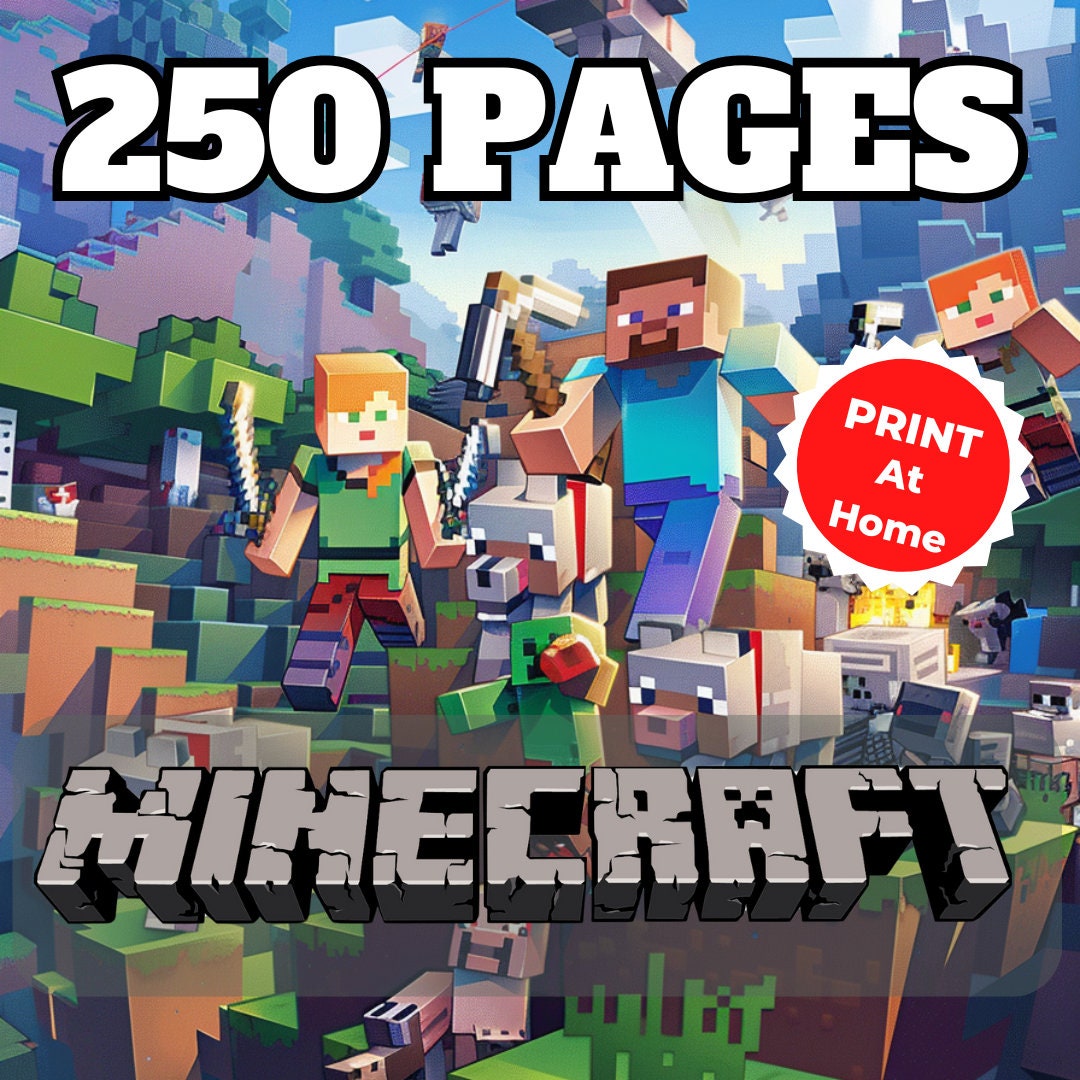 250 Minecraft Coloring Page Mega Bundle Game Colouring Book Pages for ...
