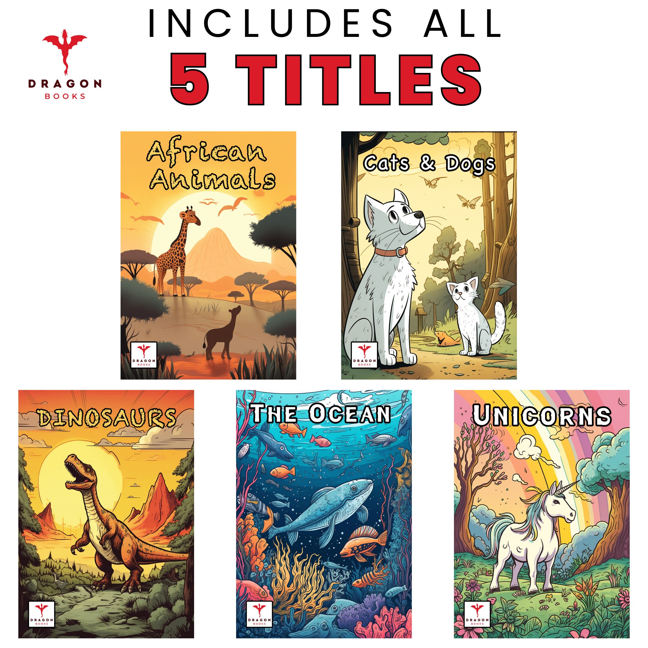 100 Coloring Pages for Kids Collection of 5 Children's Coloring Book ...