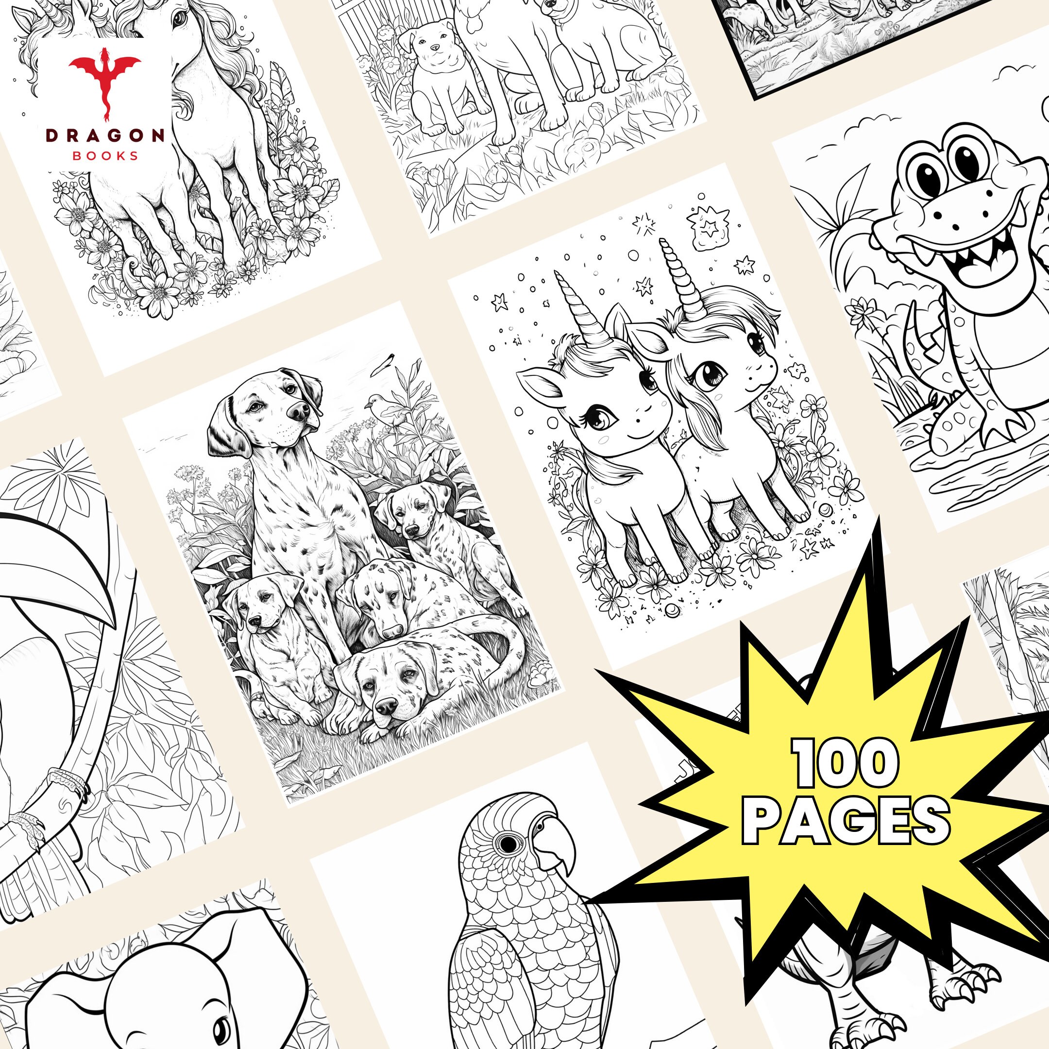 100 Coloring Pages for Kids Collection of 5 Children's Coloring Book ...
