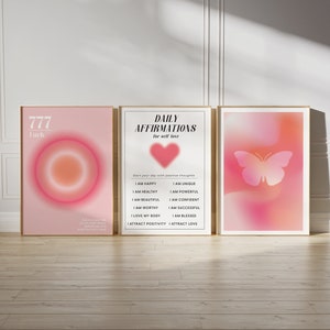 Pink Aura Poster Set, Pink Poster Set, Motivational Poster,positive ...
