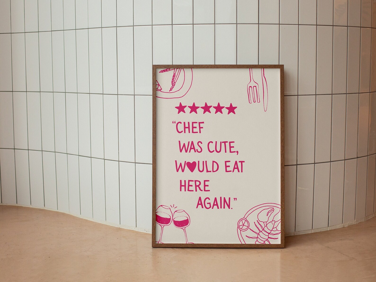Chef Was Cute Would Eat Here Again Pink Print, Funky Kitchen Decor ...