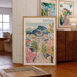 Seoul Travel Poster Korea Wall Art Asia Travel Gifts Printable Art ...