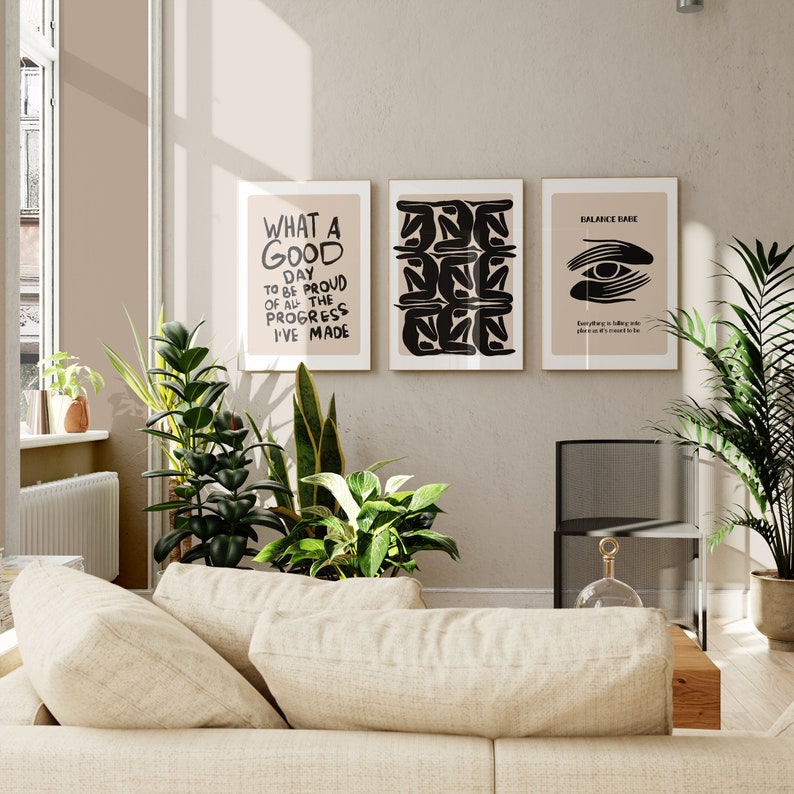 Neutral Aesthetic Poster Set, Feminist Wall Decor Set, Abstract ...