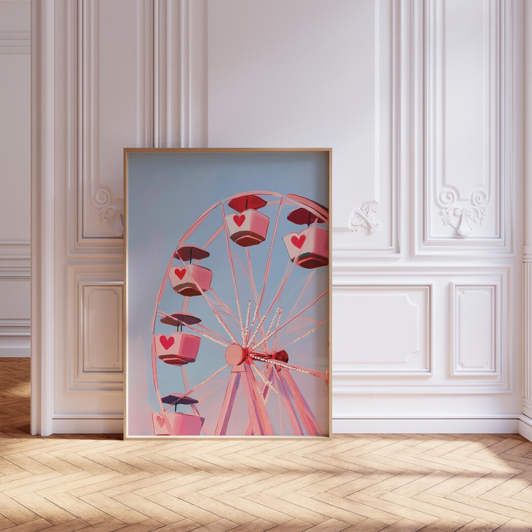Pastel Ferris Wheel Painting | Valentines Day Instant Download ...