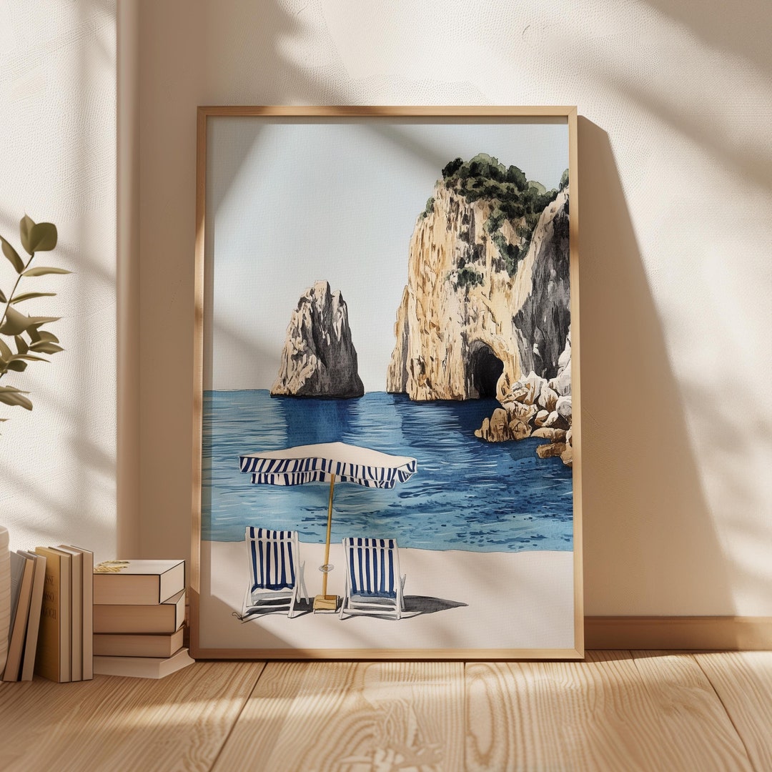 Capri Print, Italy Wall Art, Beach Print,capri Landscape,watercolor ...
