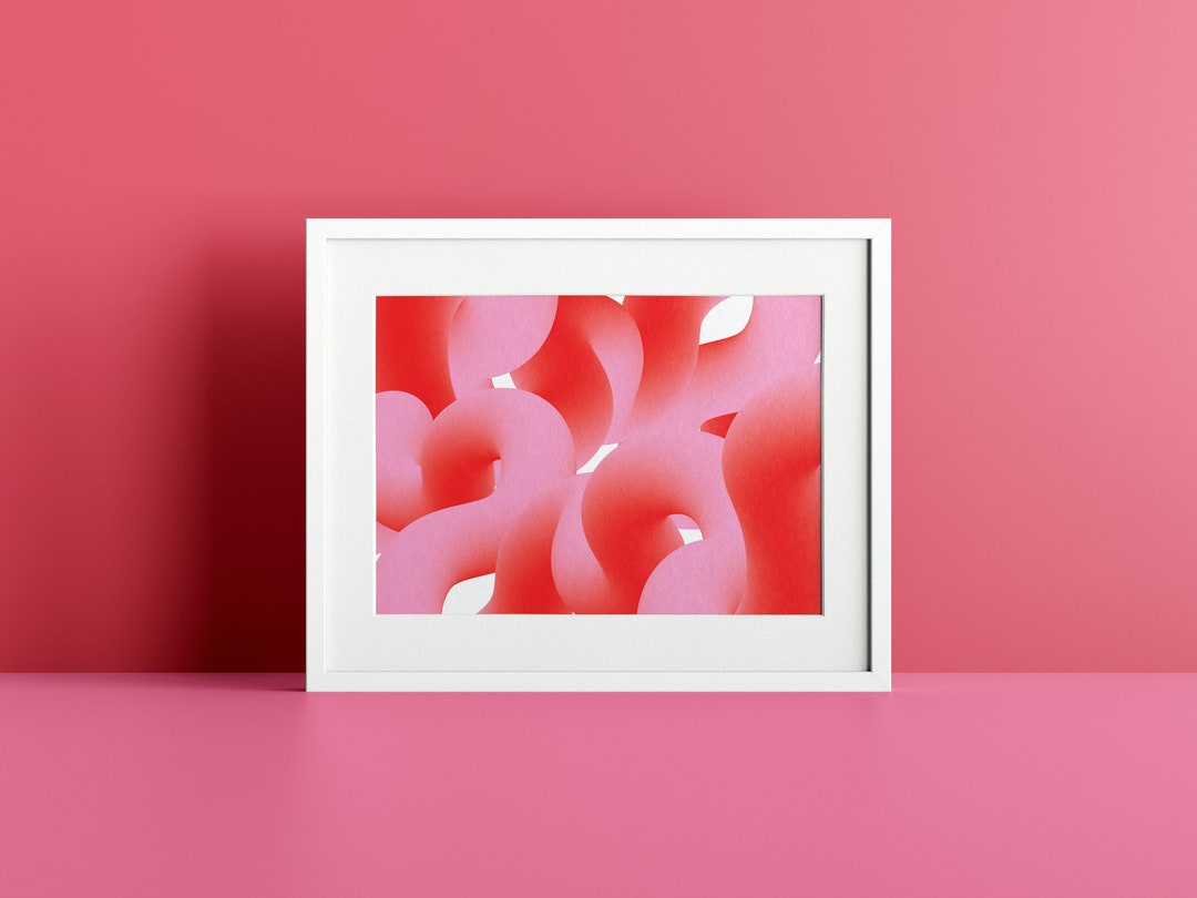 Pink Aura Wall Art, Pink Retro Print, Colorful Print, Retro Wall Print ...