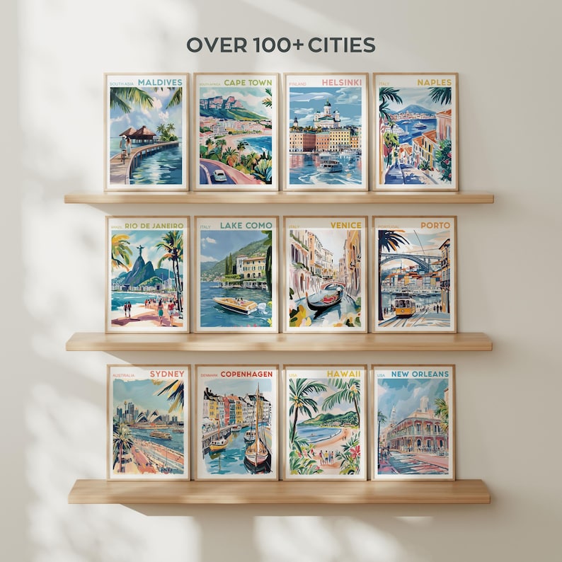 Travel Poster Bundle Printable Wall Art, World Travel Poster Art ...