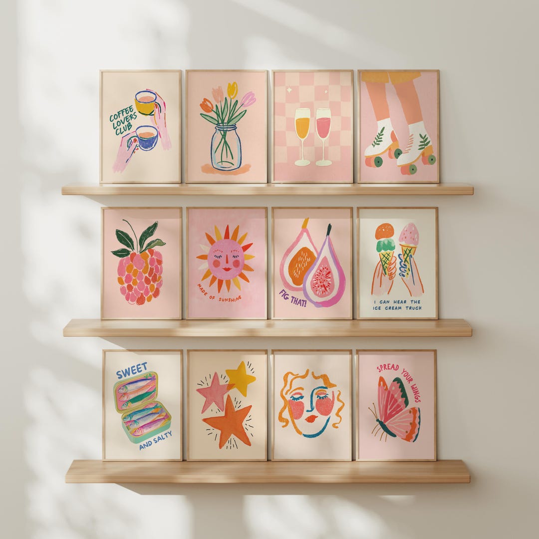 Arte imprimible para dormitorio preppy, galería ecléctica, decoración ...