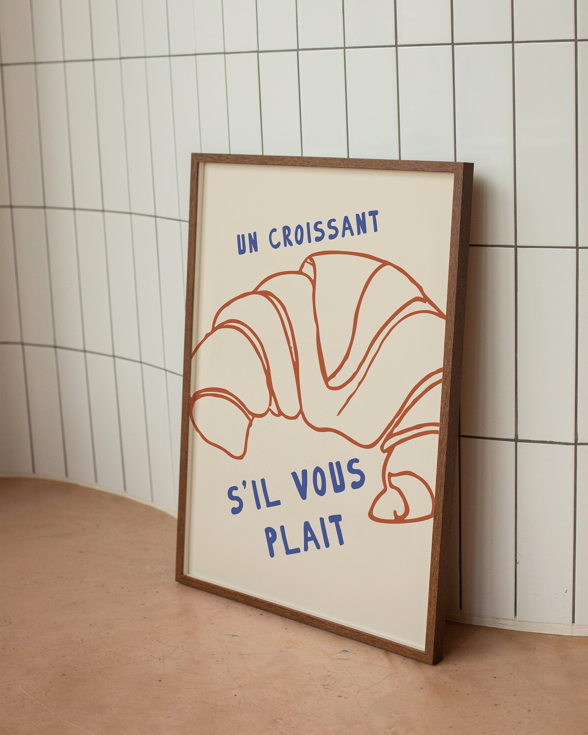 Minimalist Kitchen Wall Art Croissant Breakfast Art Print Cute Cooking ...