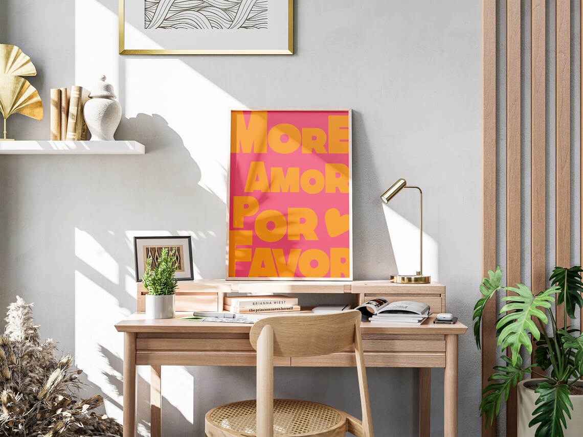 More Amor Por Favor, More Amor Wall Art, Amor Quote Poster, Hand ...