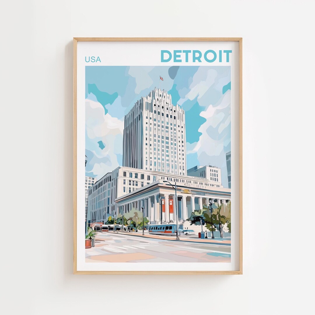 Detroit Wall Art Print, Detroit Poster, Detroit Art Print, Detroit ...