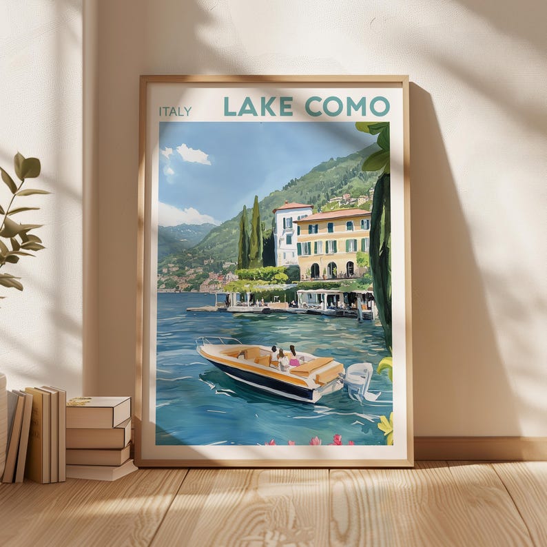 Italy Lake Como Garden Print Landscape Wall Art Travel Poster,aperitivo ...