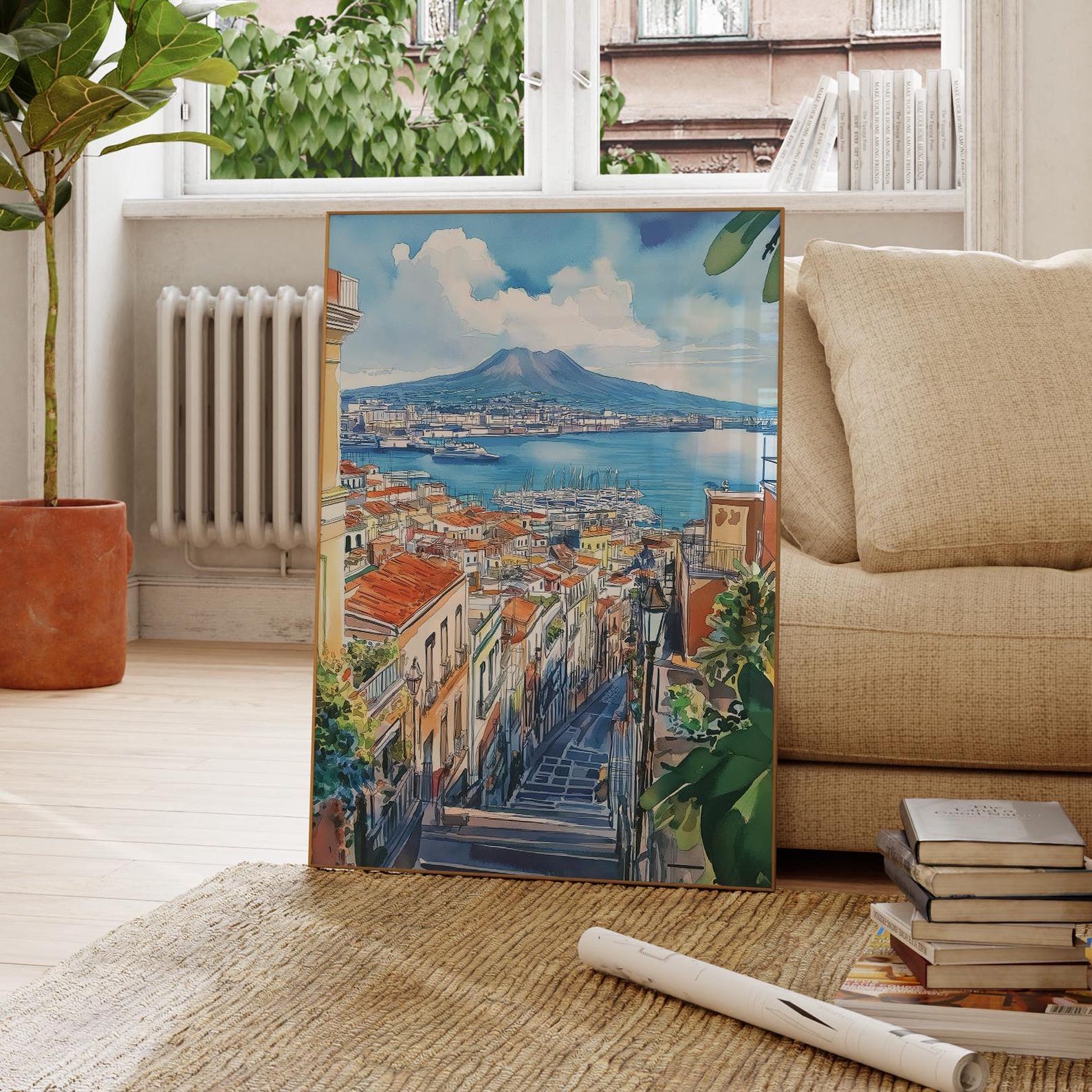 Naples Italy Watercolor Poster Digital Download Printable Decor Naples ...