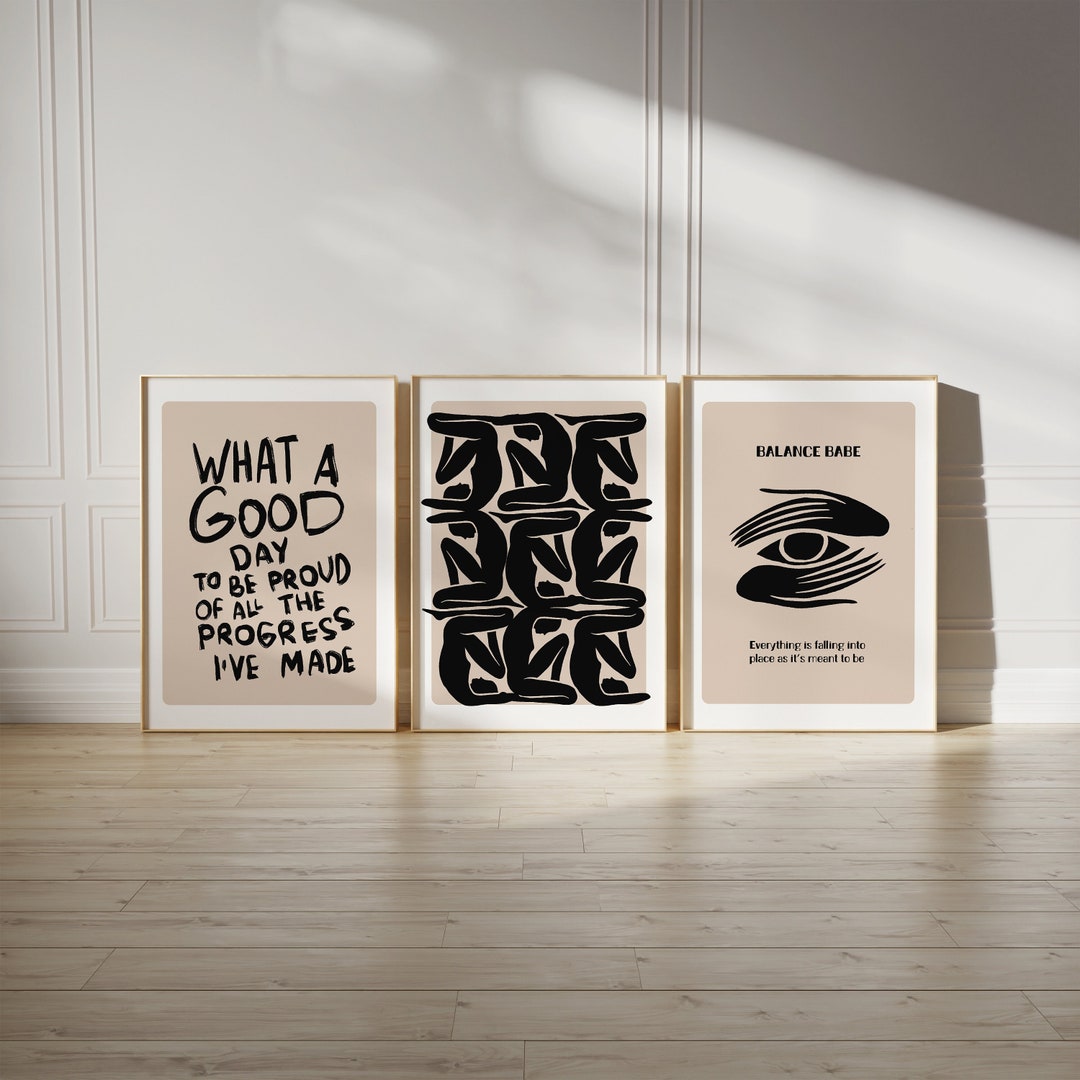 Neutral Aesthetic Poster Set, Feminist Wall Decor Set, Abstract ...