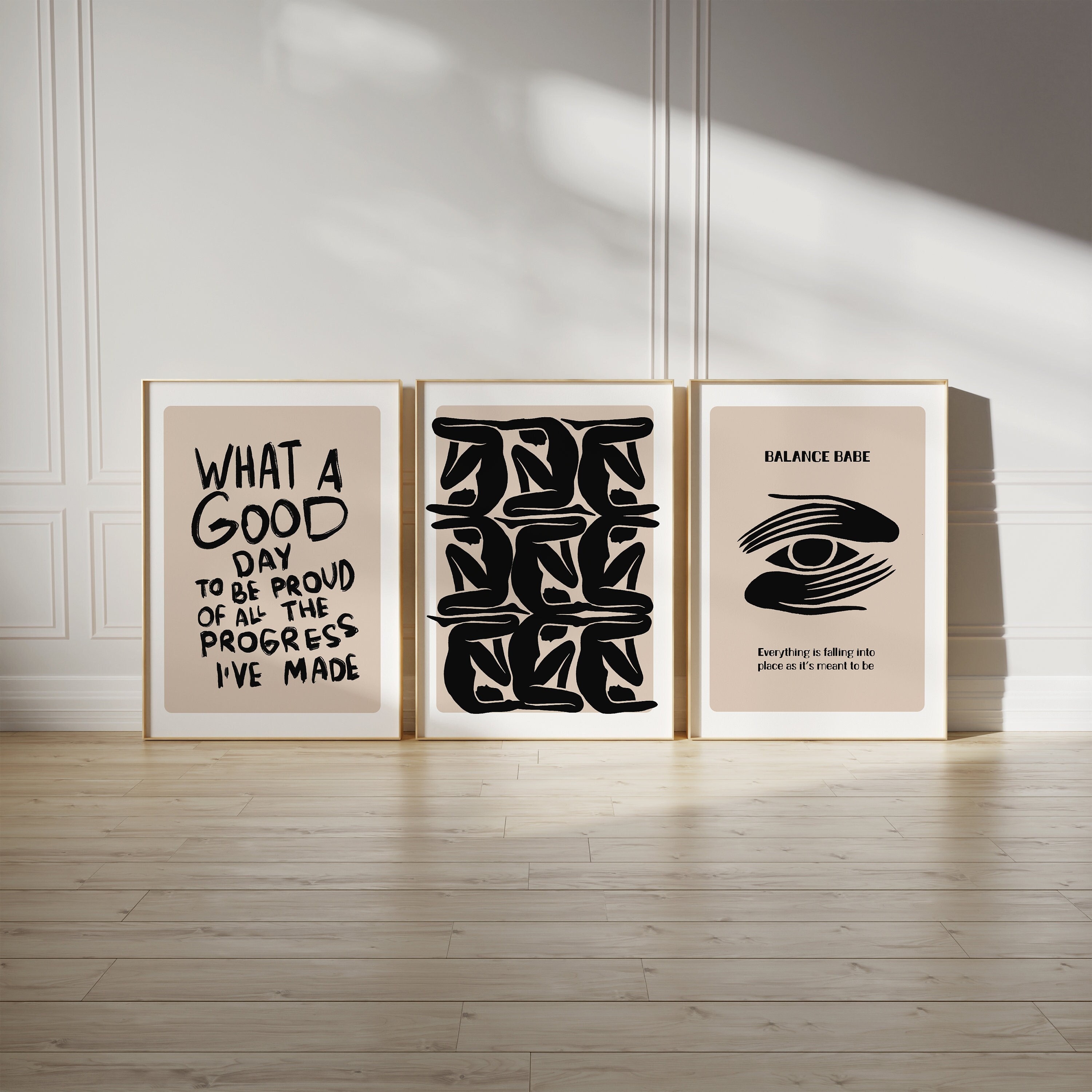Neutral Aesthetic Poster Set, Feminist Wall Decor Set, Abstract ...