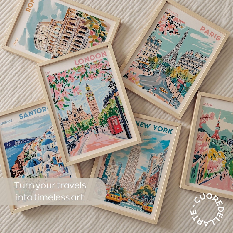 Travel Poster Bundle Printable Wall Art, World Travel Poster Art ...