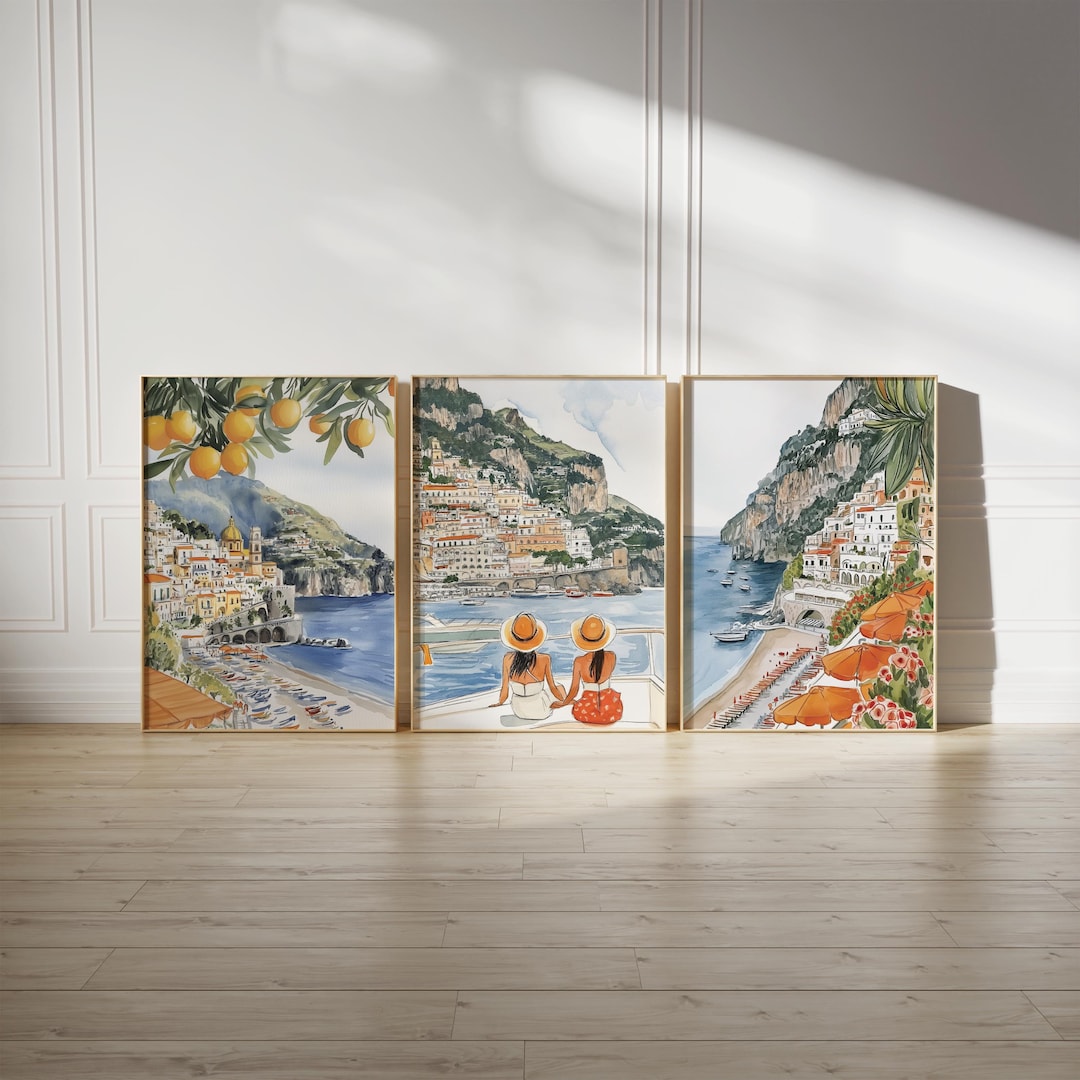 Amalfi Coast Prints Set of 3 Printable Art, Italy Wall Art Italian ...