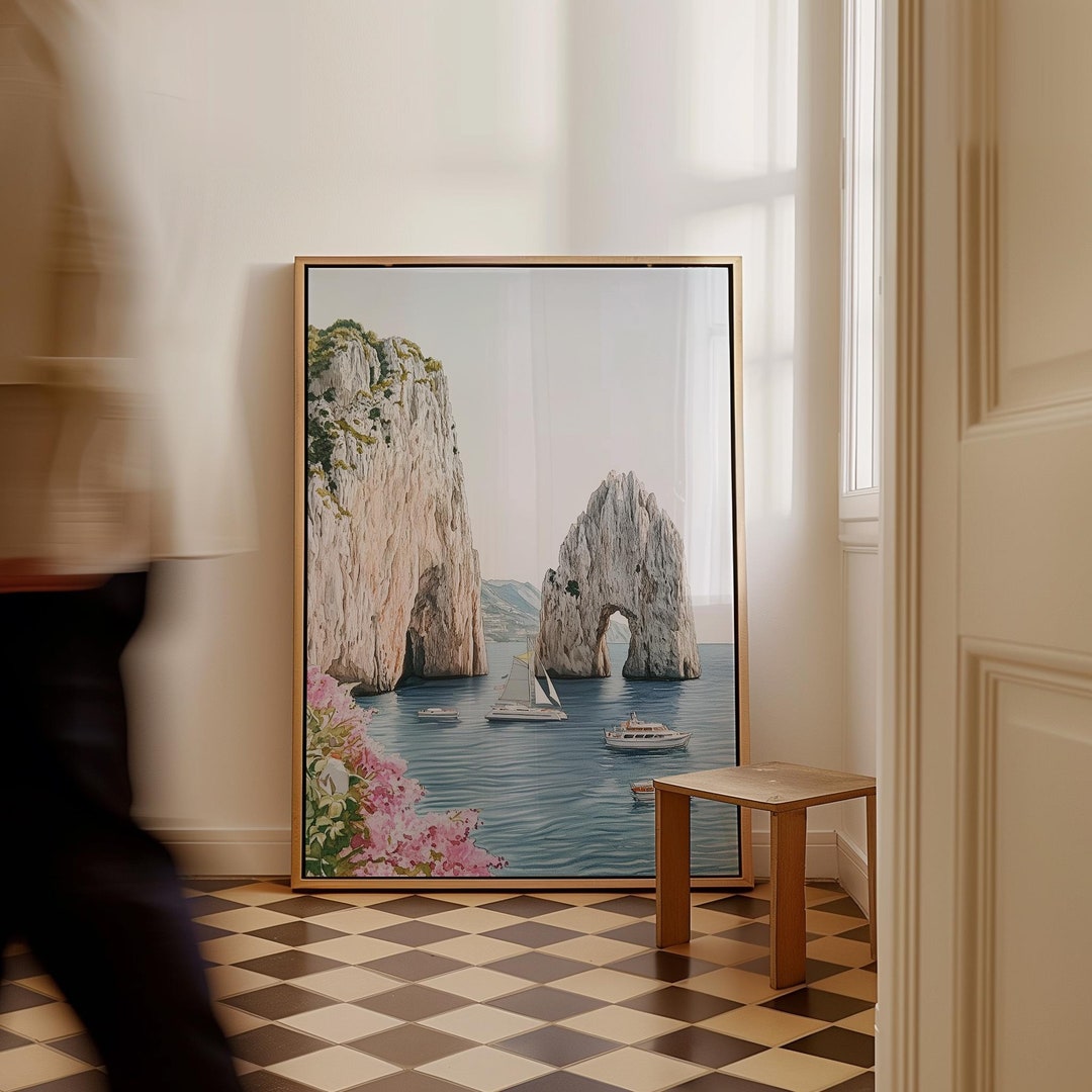 Capri Print, Italy Wall Art, Capri Landscape, Watercolor Print, Italy ...