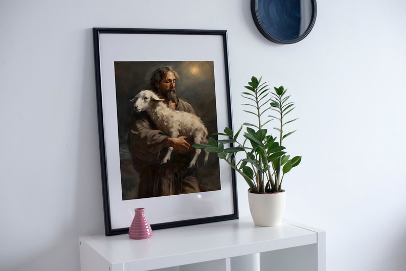 The Good Shepherd, Modern Art, Oil Painting, Portraiture, Printable Art ...
