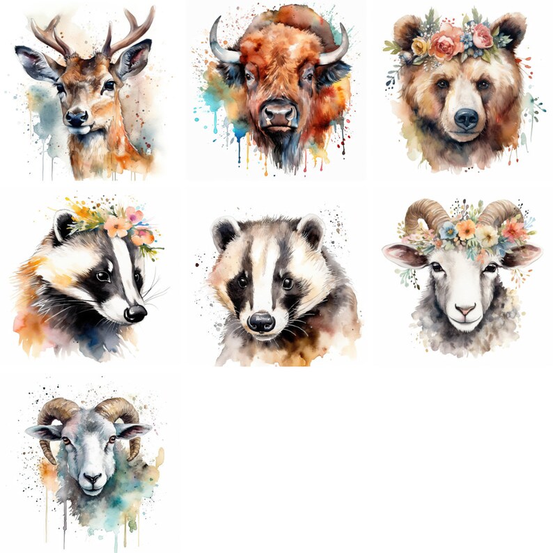 39 Watercolor Woodland Animal Clip Art Bundle, PNG, Instant Download ...