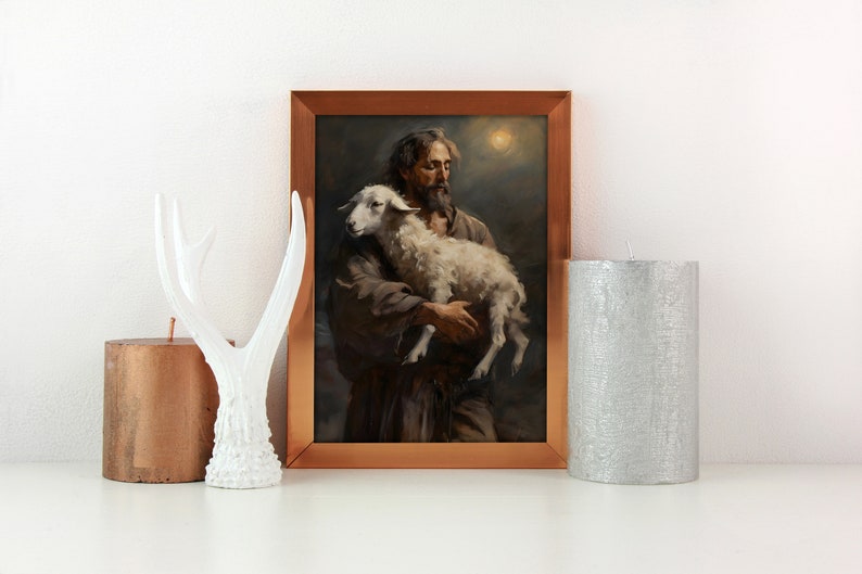 The Good Shepherd, Modern Art, Oil Painting, Portraiture, Printable Art ...