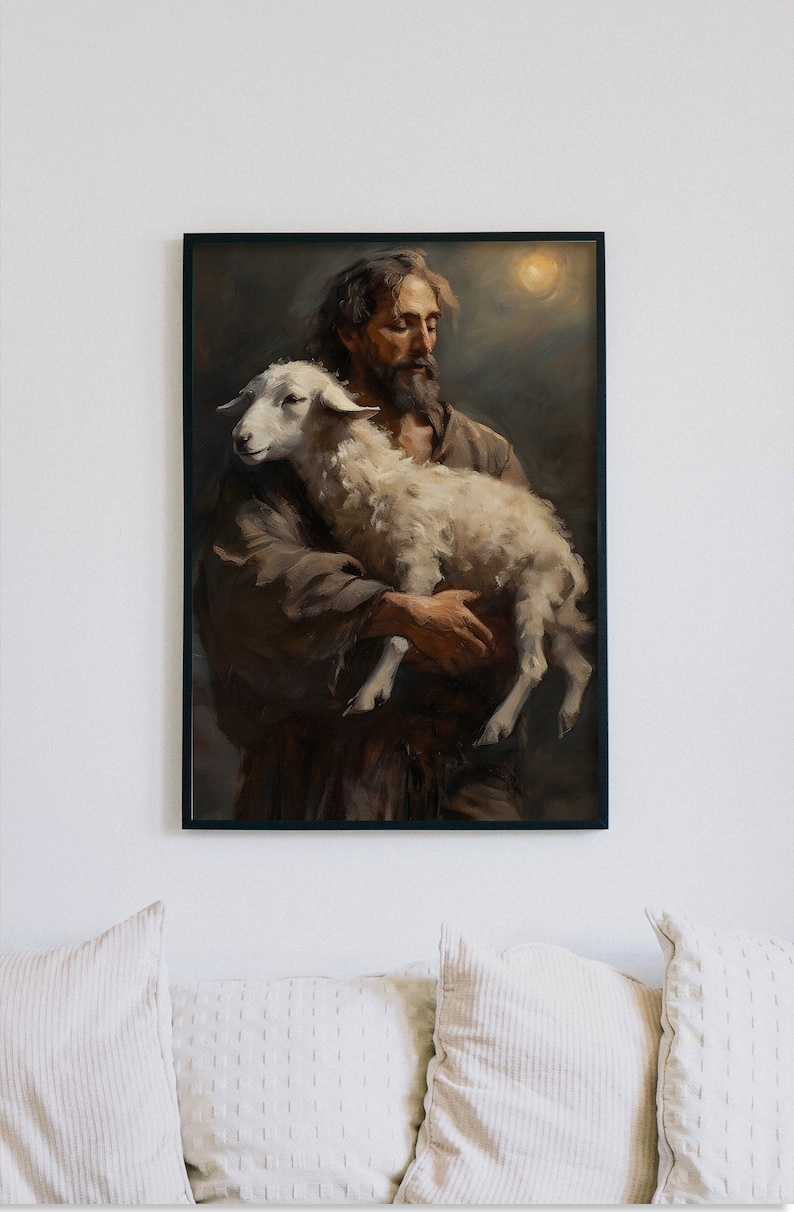 The Good Shepherd, Modern Art, Oil Painting, Portraiture, Printable Art ...
