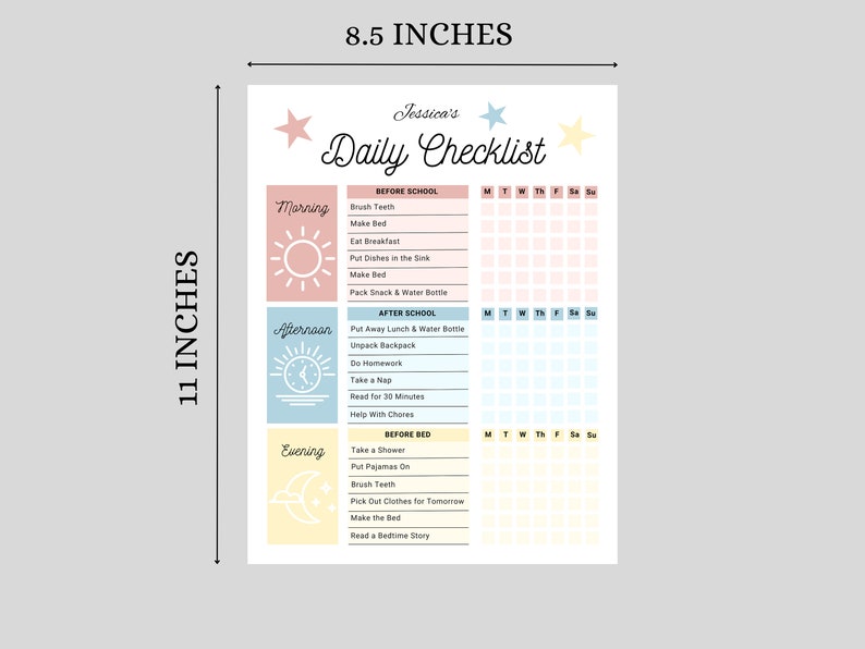 Daily Checklist Chore Chart Kids Daily Routine Printable - Etsy