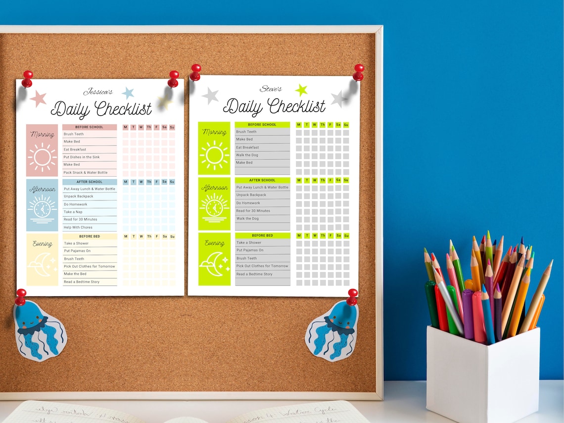 Daily Checklist Chore Chart Kids Daily Routine Printable - Etsy