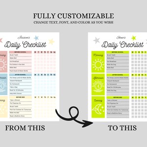 Daily Checklist Chore Chart Kids Daily Routine Printable - Etsy