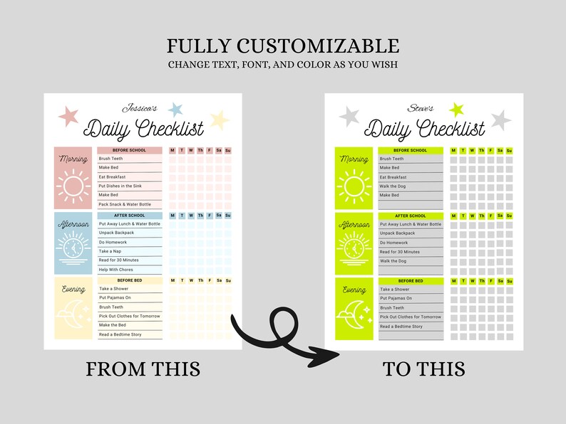 Daily Checklist Chore Chart Kids Daily Routine Printable - Etsy