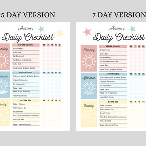 Daily Checklist Chore Chart Kids Daily Routine Printable - Etsy