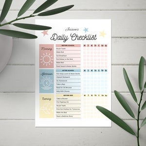 Daily Checklist Chore Chart Kids Daily Routine Printable - Etsy