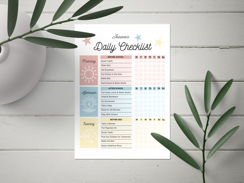 Daily Checklist Chore Chart Kids Daily Routine Printable - Etsy