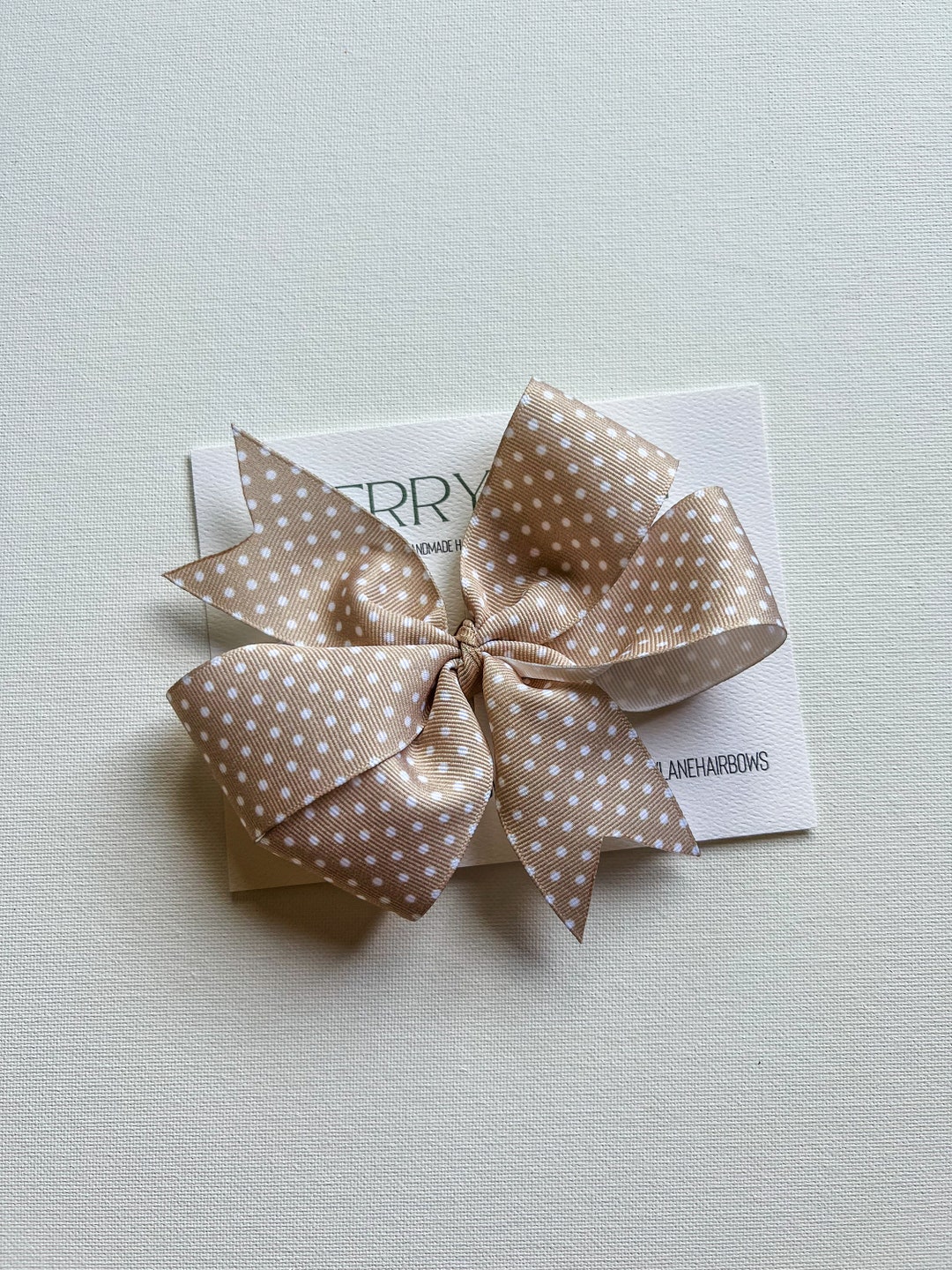 Beige Swiss Dot Hair Bow Toddler Hair Bow Girl Hair Clip Polka Dot Hair ...