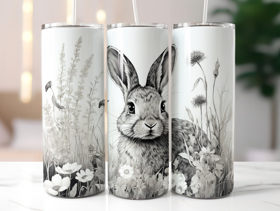 Rabbit Floral Fumbler Wrap, Easter 20oz Skinny Tumbler Sublimation ...