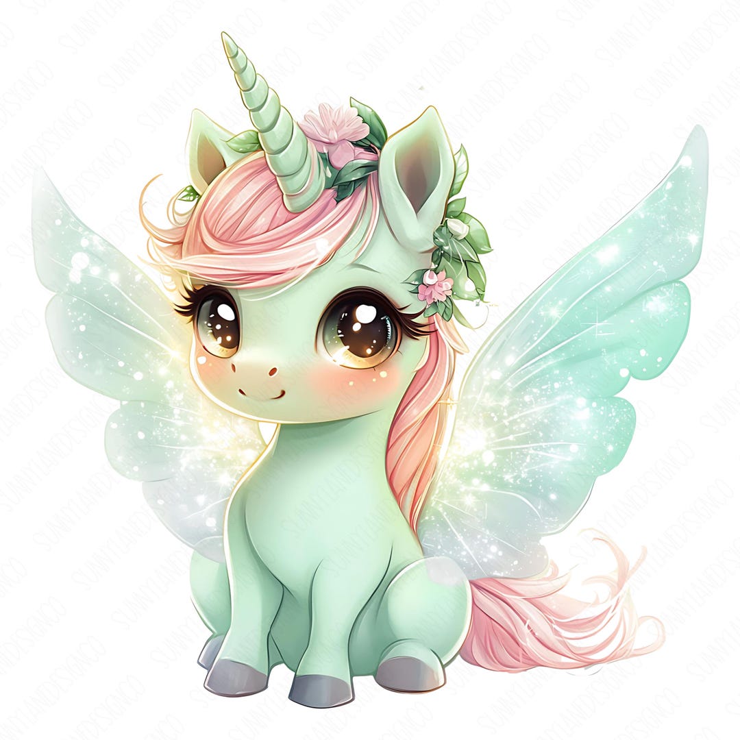 Fairy Unicorn Clipart, Fantasy Cute Baby Unicorn Magical Animal Clipart ...