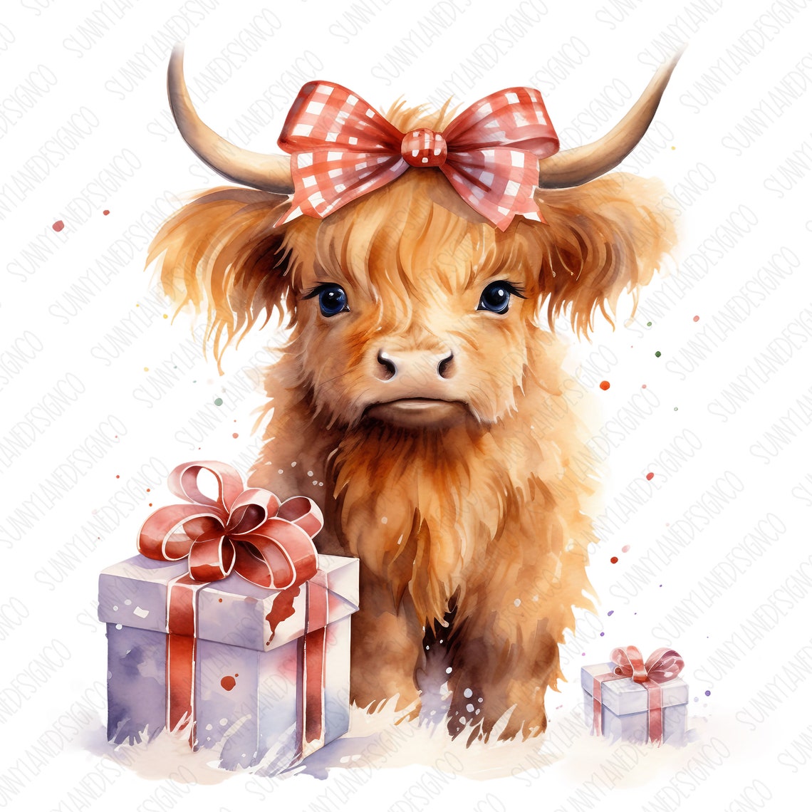 Christmas Highland Cows PNG, Clipart Bundle, Junk Journal, Digital ...