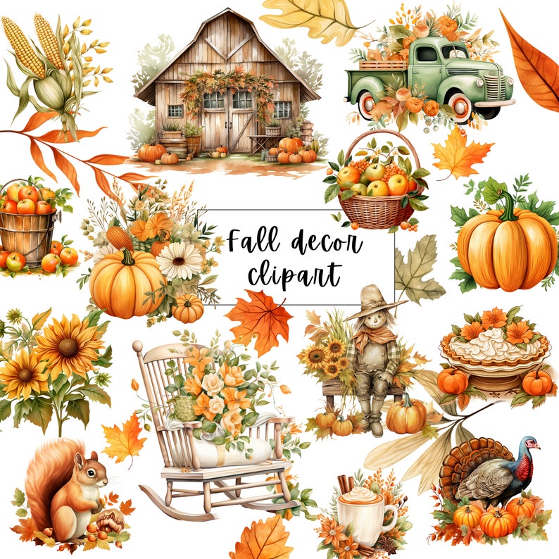 Farmhouse Clipart Fall Decor PNG Sublimations Autumn - Etsy